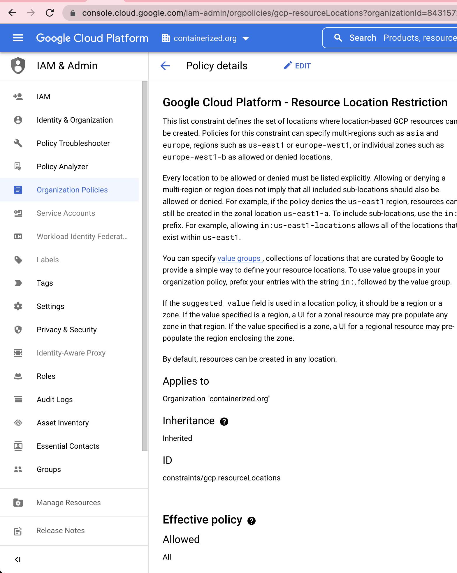 Reenable IAM organization policy - Resource Location Restriction · Issue #26 ...