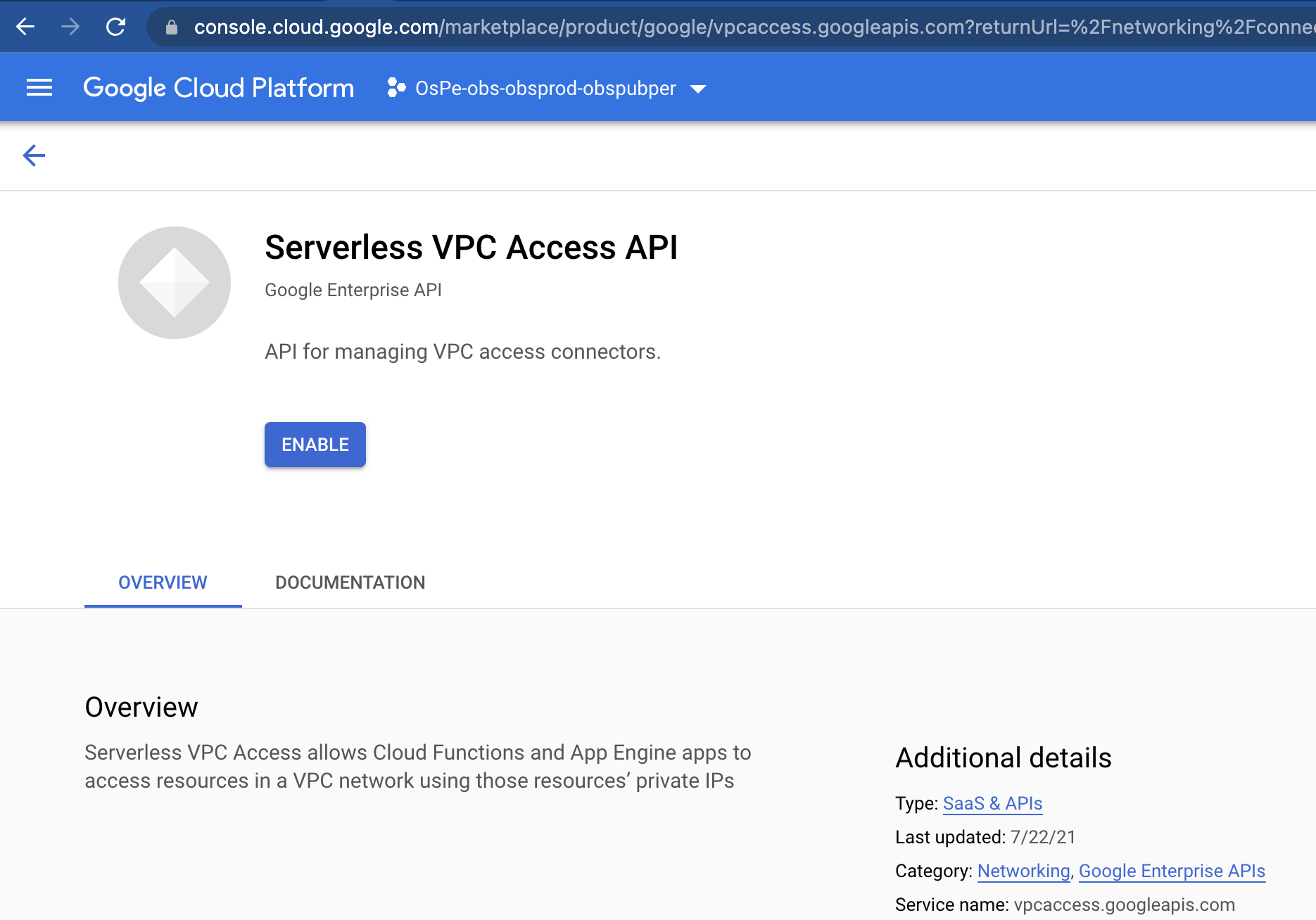 Enable vpcaccess API for VPC serverless access · Issue #50 · GoogleCloudPlatform/pbmm-on-gcp ...