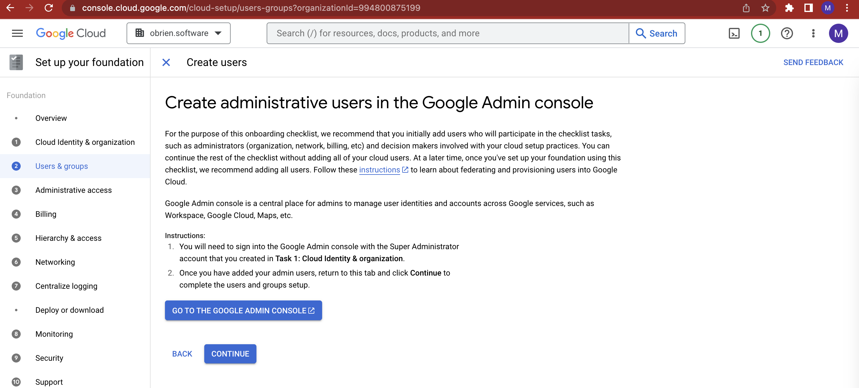 Google Cloud Enterprise Setup Checklist - Day 0 alignment with Technical Onboarding Center ...