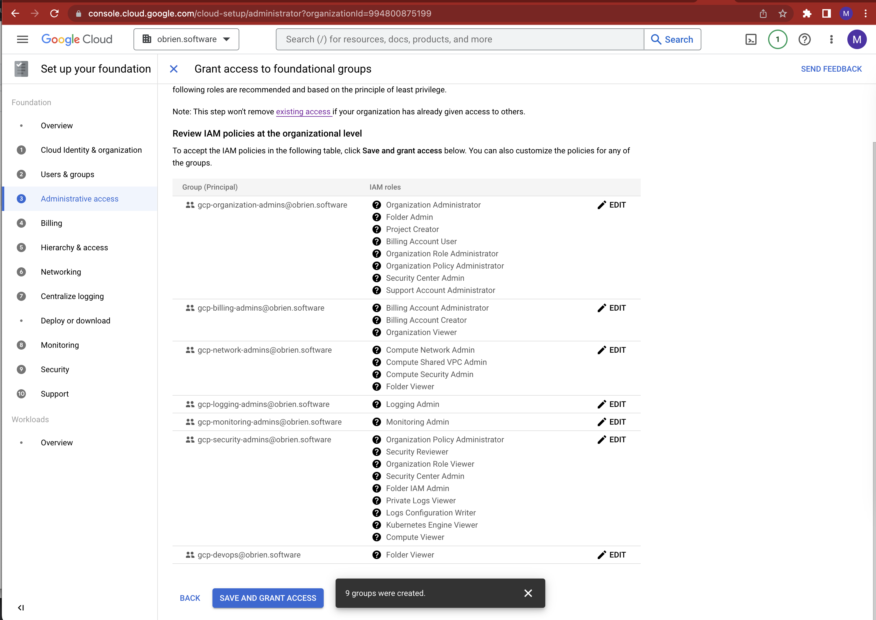 Google Cloud Enterprise Setup Checklist - Day 0 alignment with ...