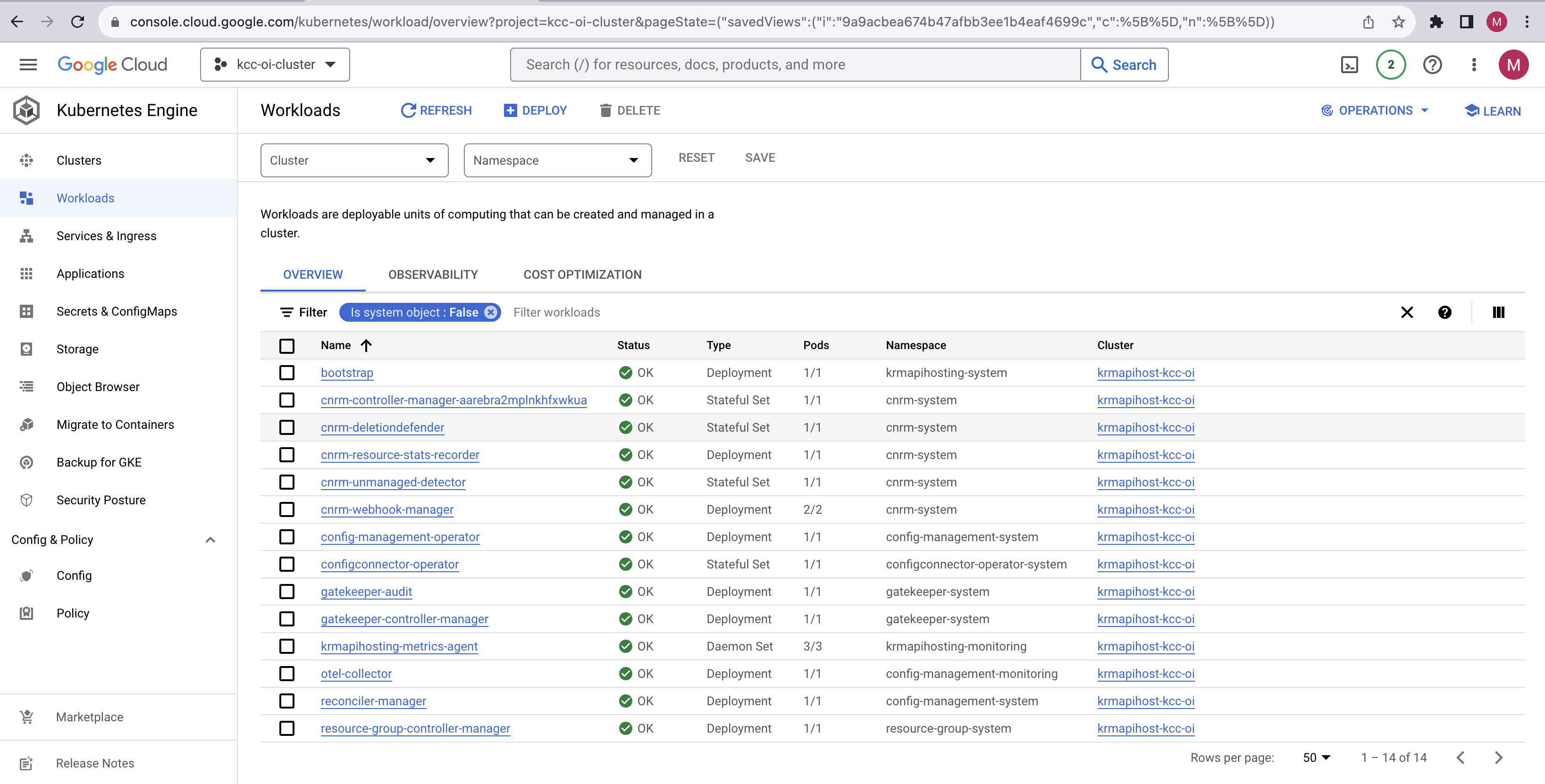new GKE autopilot KCC cluster has new admission webhook warnings as of 20230928 - update: new ...