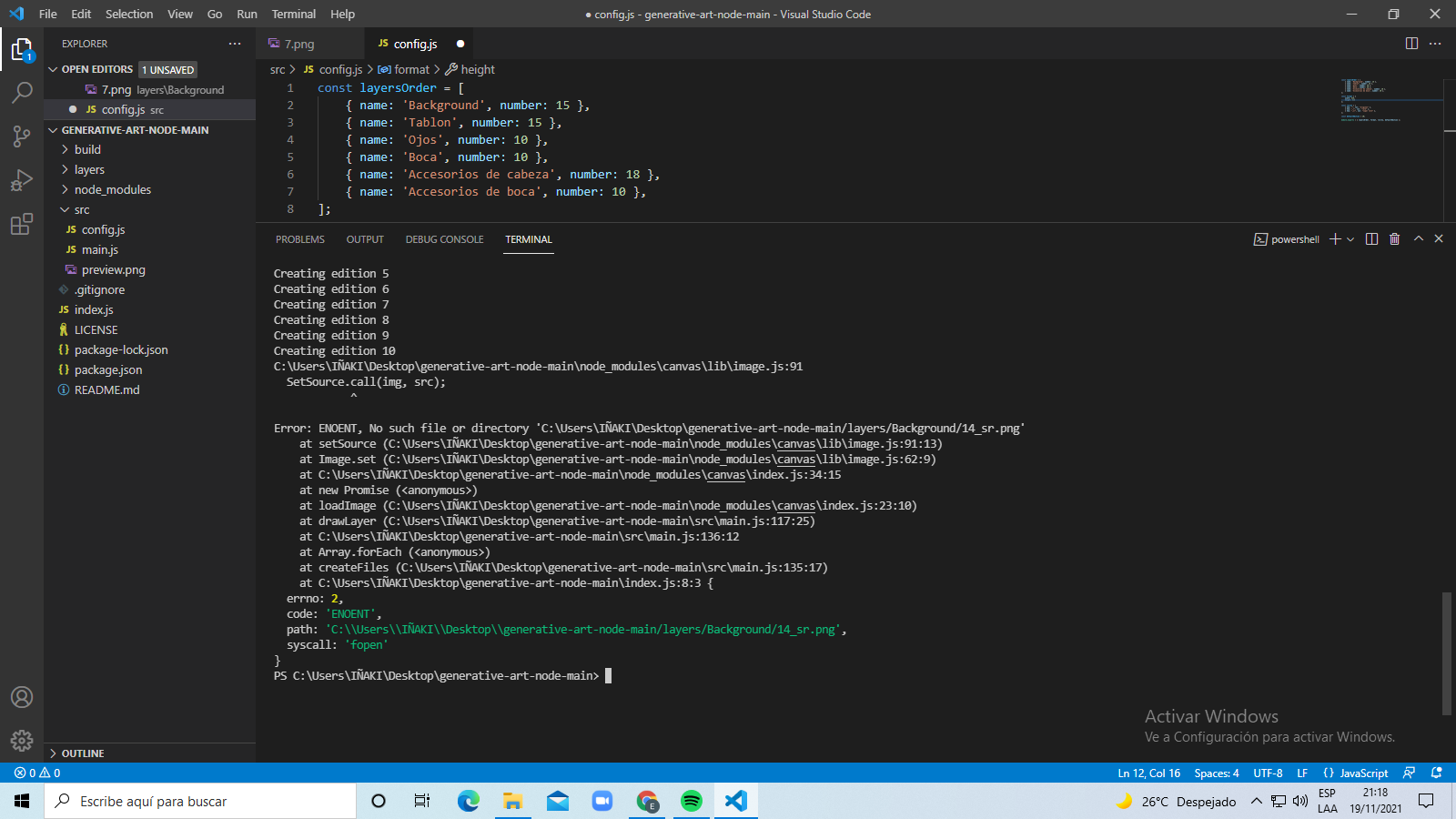 ENOENT, No such file or directory · Issue #108 · HashLips/generative-art-node · GitHub