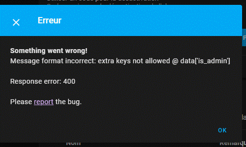 Message format incorrect: extra keys not allowed @ data['is_admin'] · Issue #345 · nielsfaber ...