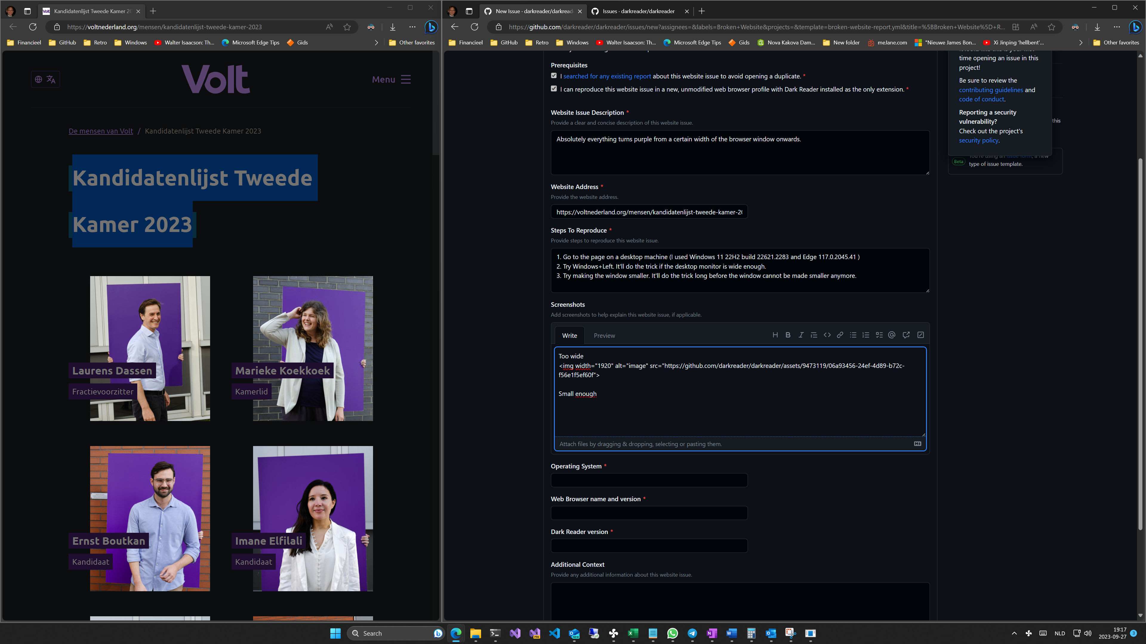 [Broken Website] Volt Kandidatenlijst Tweede Kamer 2023 · Issue #11744 · darkreader/darkreader ...