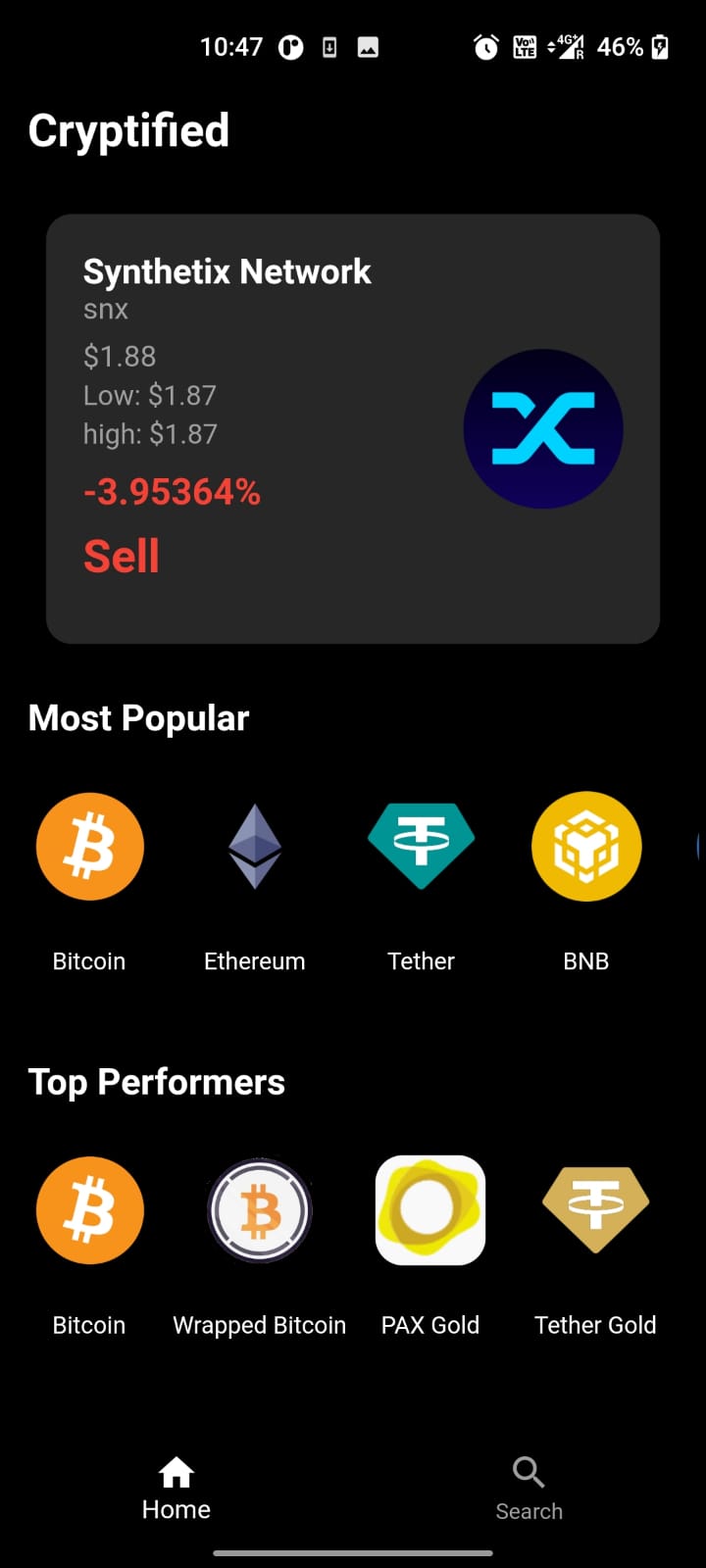 GitHub - SinjinxJohn/Cryptified: A crypto tracker application built using flutter and api ...