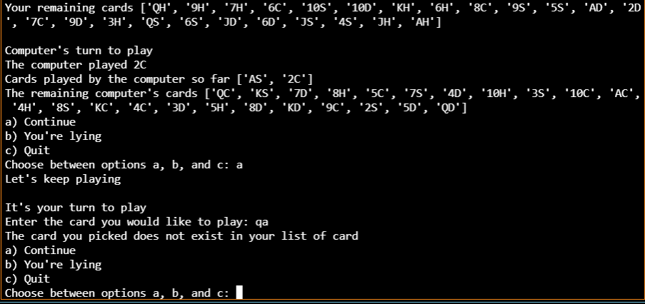 Github - Missisheri Python Card Game