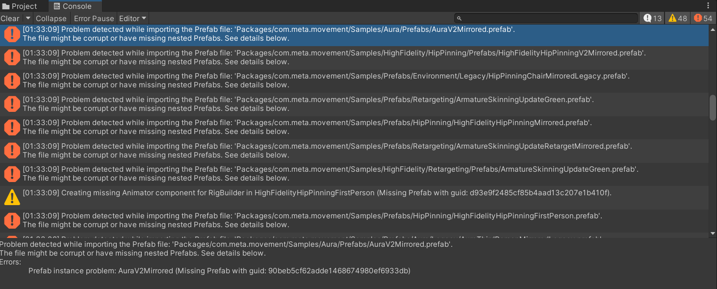 Missing Prefabs Error · Issue #15 · oculus-samples/Unity-Movement · GitHub
