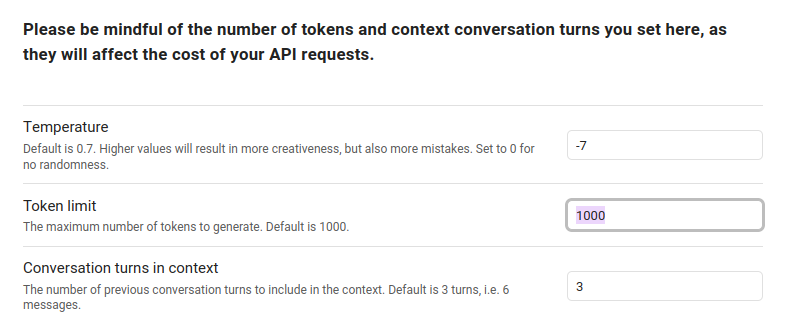 Options validation issue: temperature accepts any integer and no decimals · Issue #37 ...