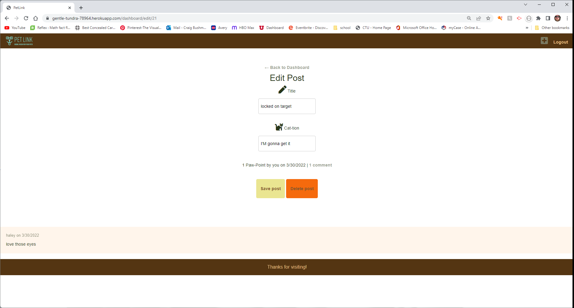 GitHub - cbushman9/petlink