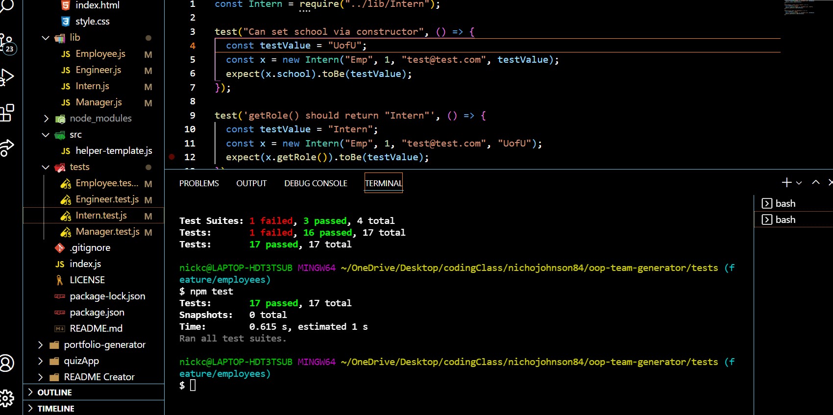 GitHub - nichojohnson84/oop-team-generator