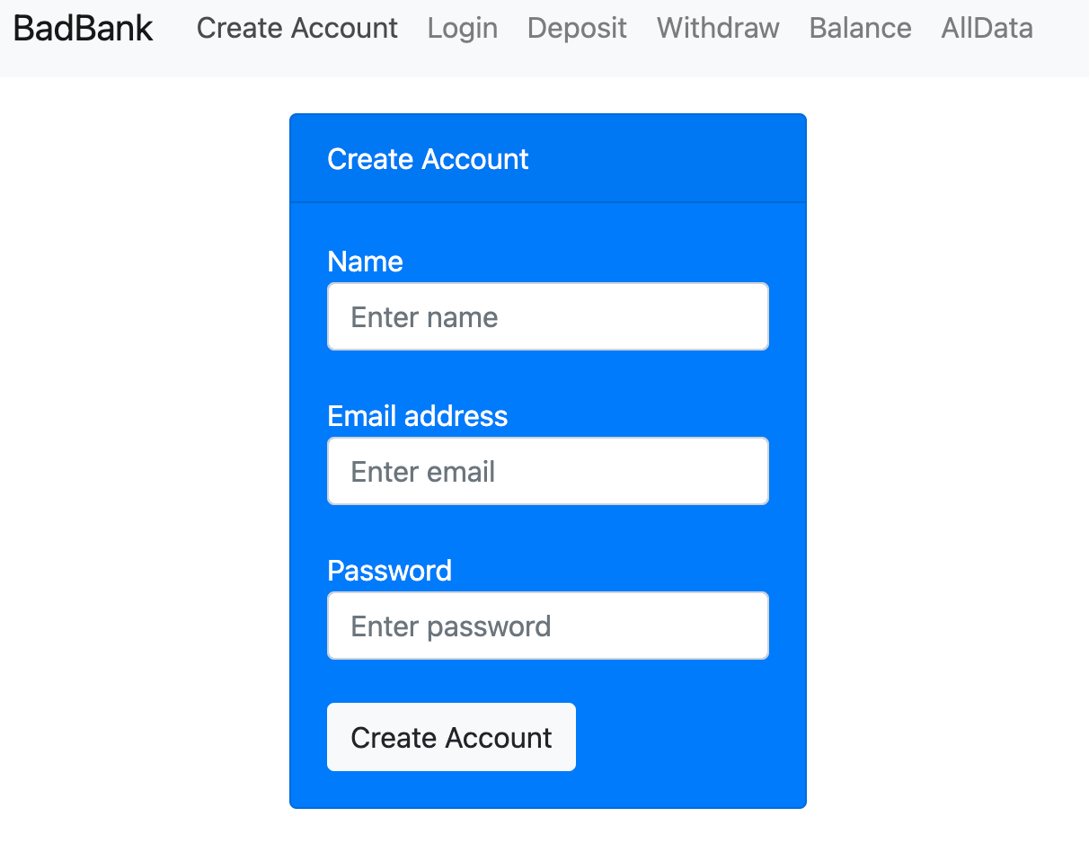GitHub - JielinWang/badBank-standalone