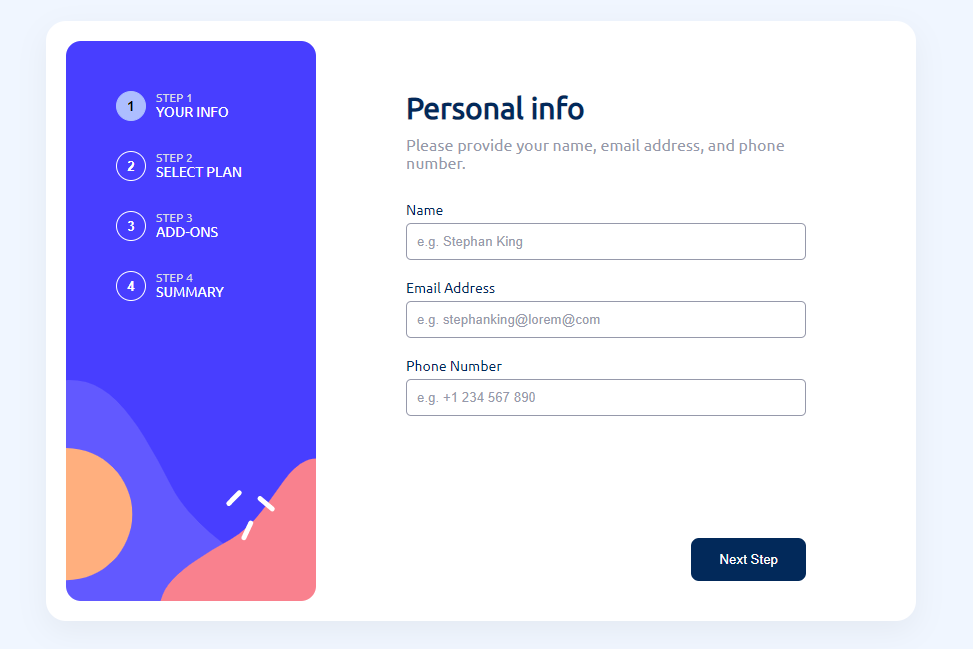GitHub - seltaria/multi-step-form: 📋🗂️ Interactive form, React