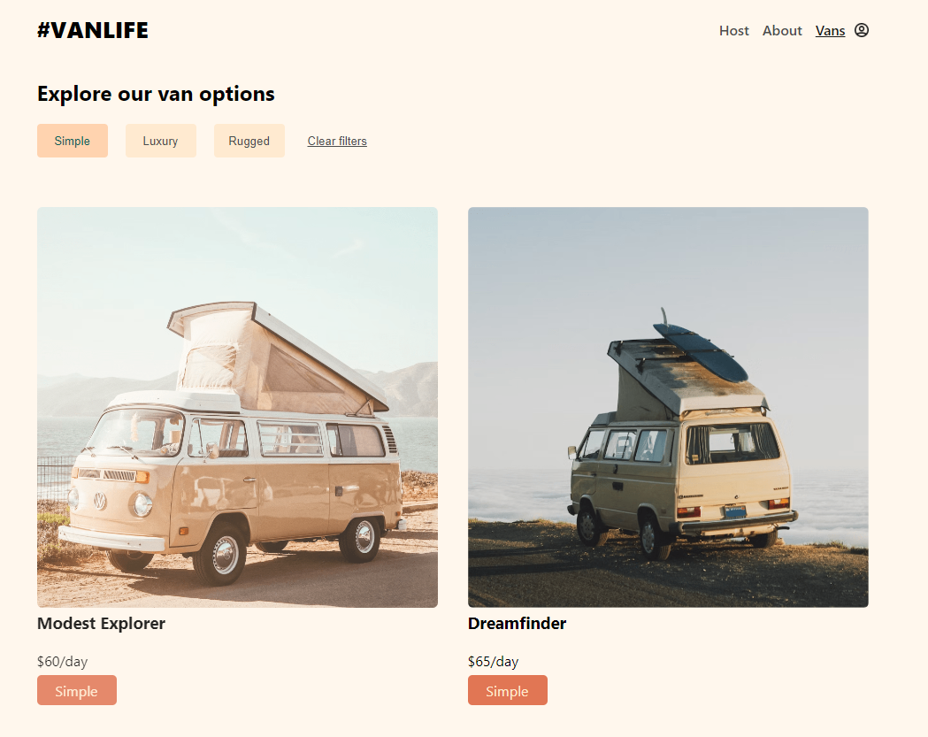 GitHub - seltaria/vanlife: web page made with react router GitHub - seltaria/vanlife: web page made with react router