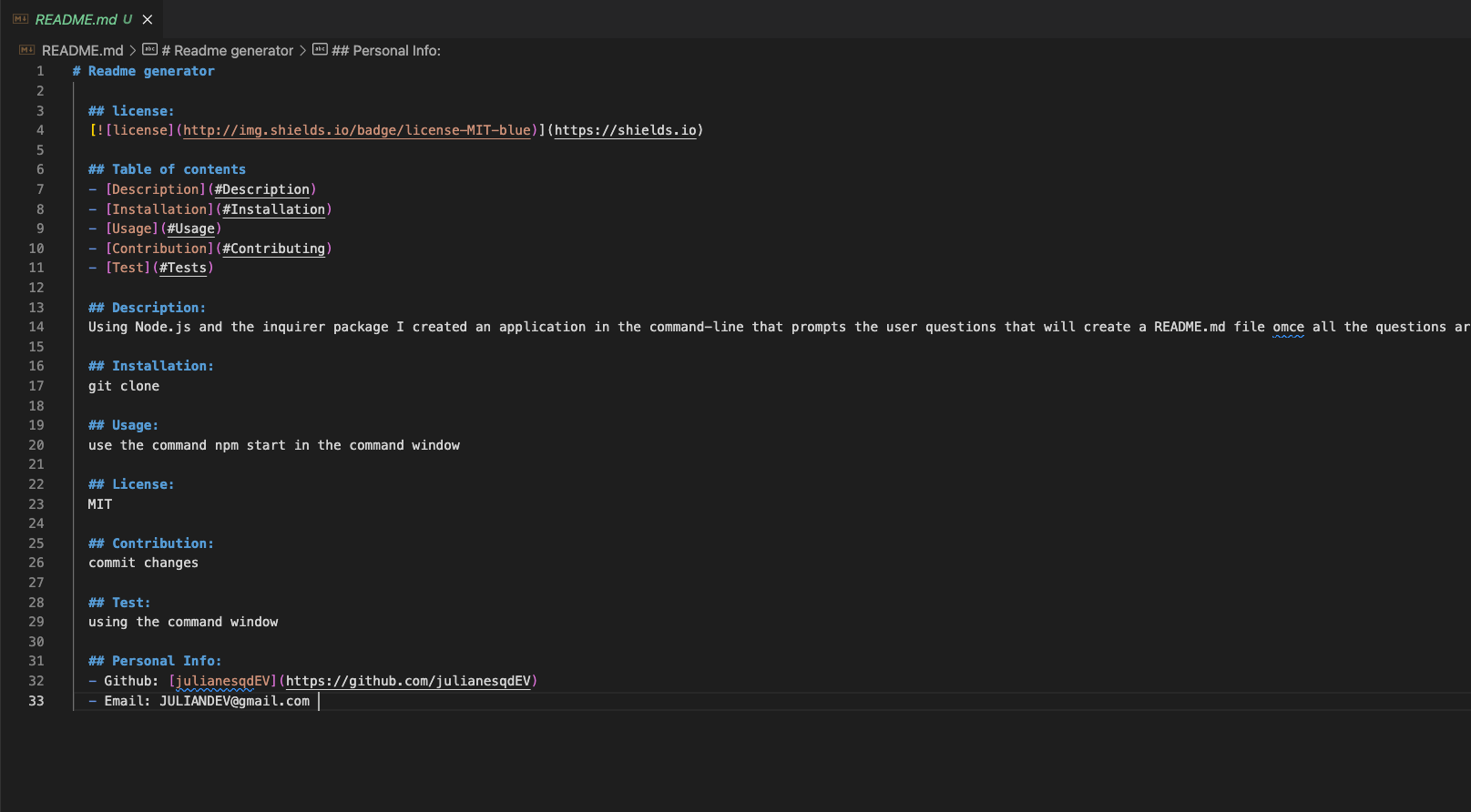 GitHub - JulianEsquivelDev/readme-generator