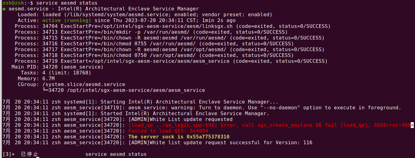 An Error Occurred With The Aesmd Service · Issue 957 · Intel Linux Sgx · Github