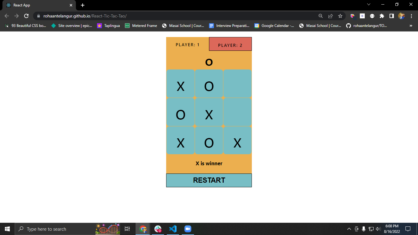 GitHub - rohaantelangur/React-Tic-Tac-Tao: A game in which two players ...