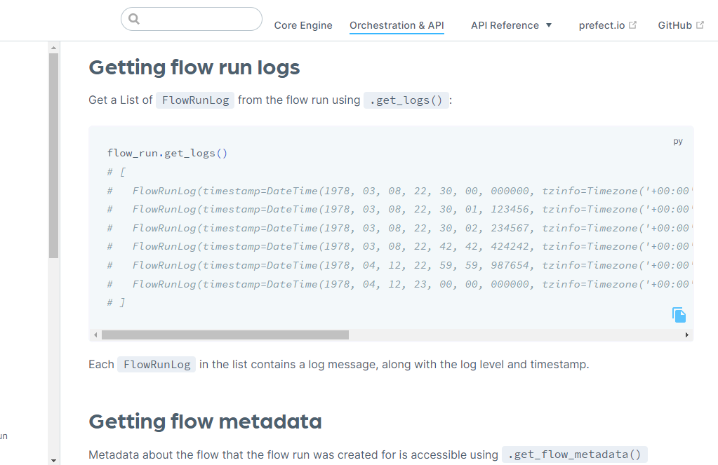 Missing documentation for getting flow run logs · Issue #5036 · PrefectHQ/prefect · GitHub