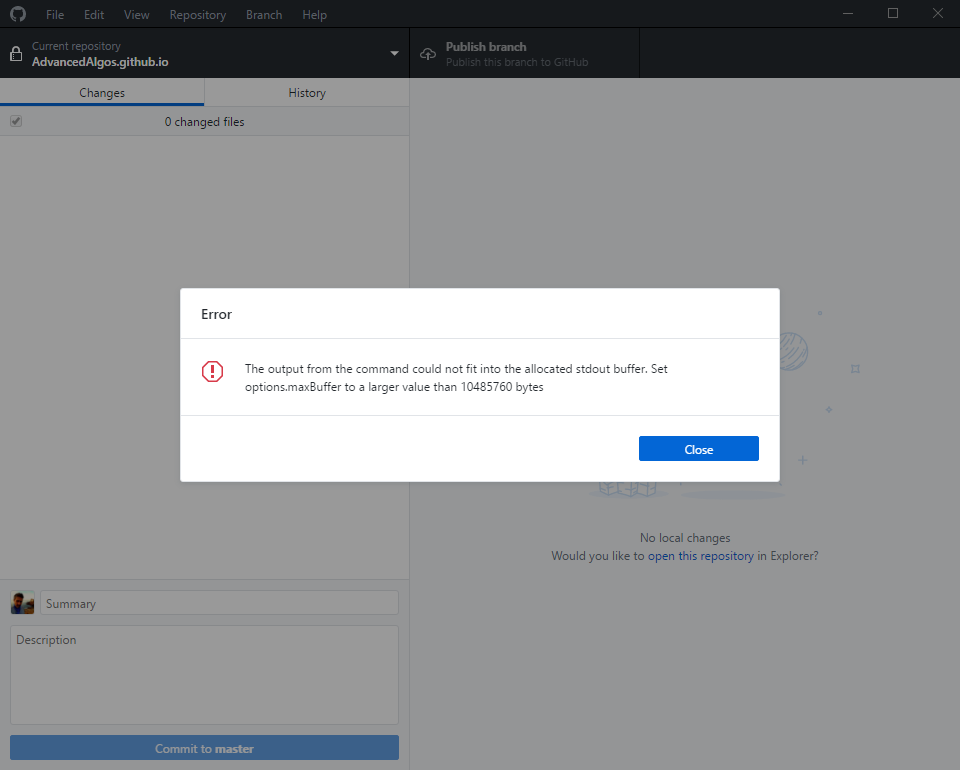 App gets stuck with message "The output from the command could not fit into the allocated stdout ...
