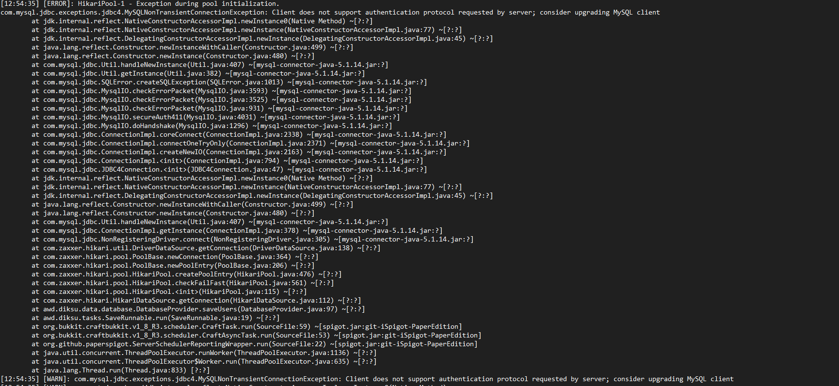 Client does not support authentication protocol requested by server; consider upgrading MySQL ...