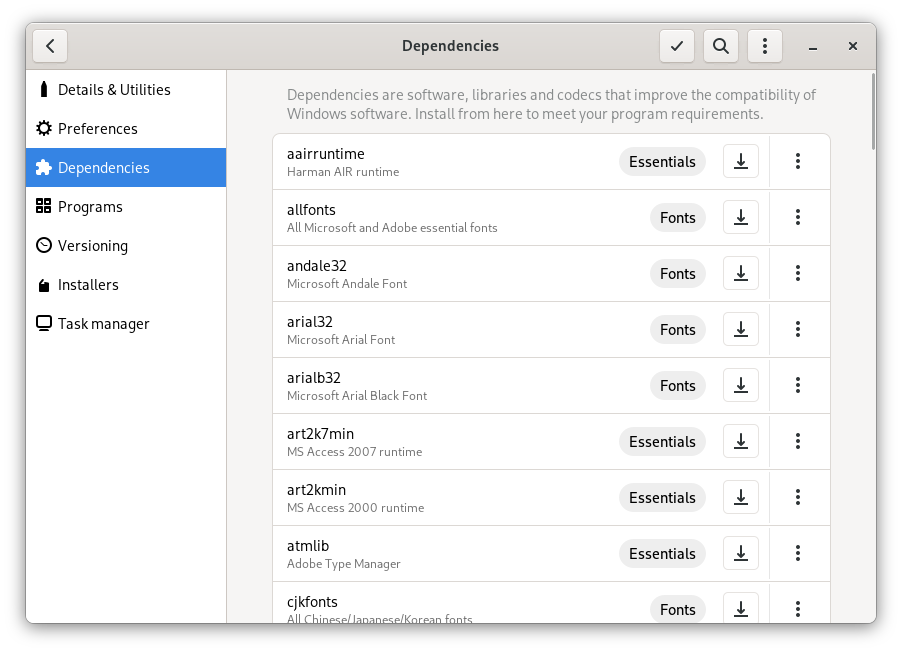 [Request]: Checkboxes to select all dependencies for install · Issue #1428 · bottlesdevs/Bottles ...