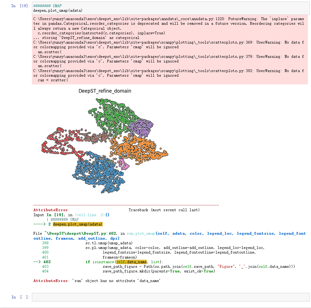 Error when I ran the code "deepen.plot_domains(adata)" · Issue #1 · JiangBioLab/DeepST · GitHub