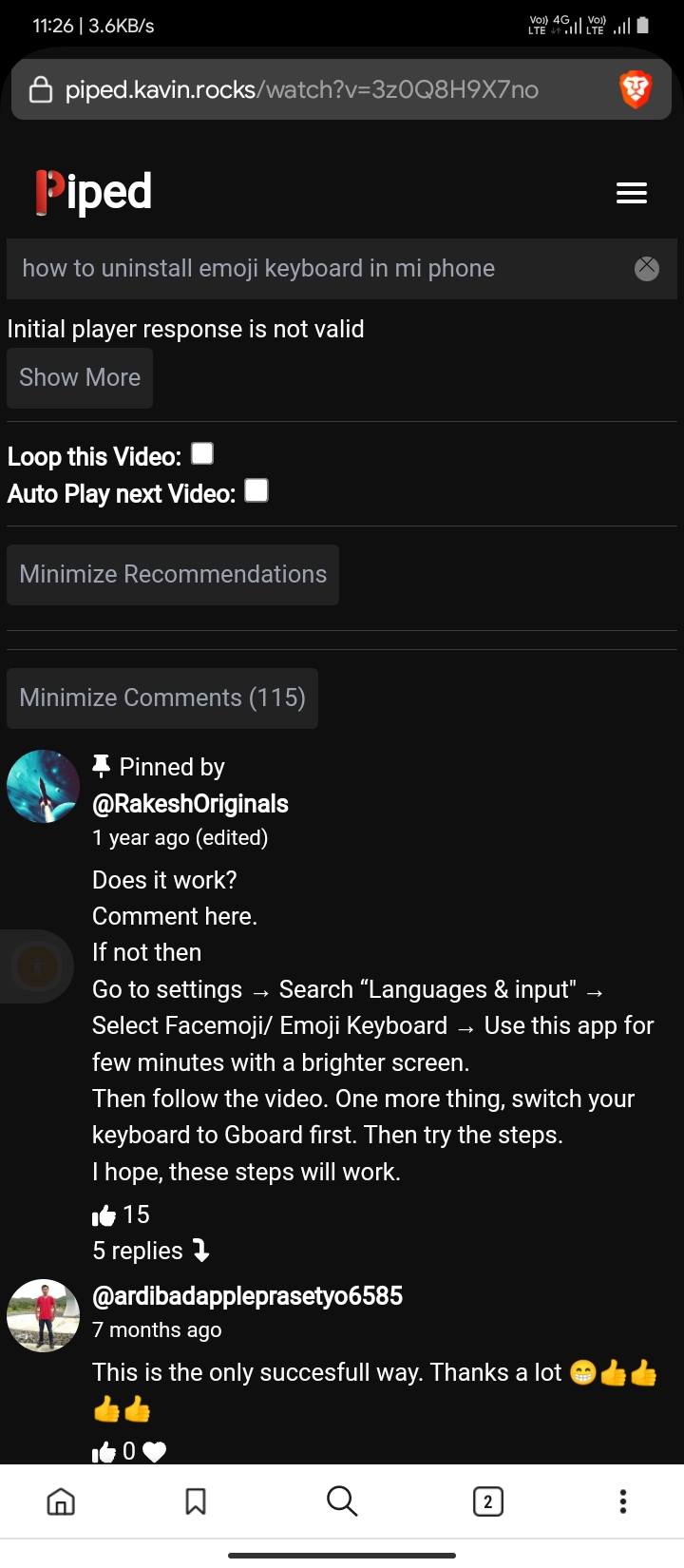 initial player response invalid · Issue #2605 · TeamPiped/Piped · GitHub