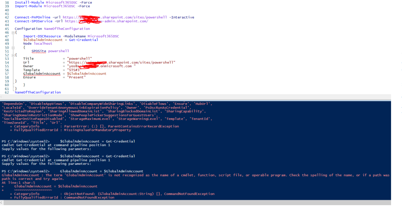 Not recognizing admin and SPOsite: · Issue #1387 · dsccommunity/SharePointDsc · GitHub
