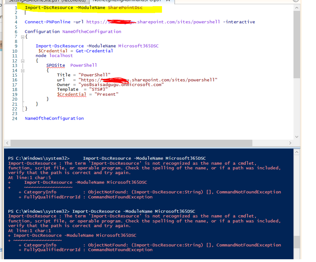 Not recognizing admin and SPOsite: · Issue #1387 · dsccommunity/SharePointDsc · GitHub