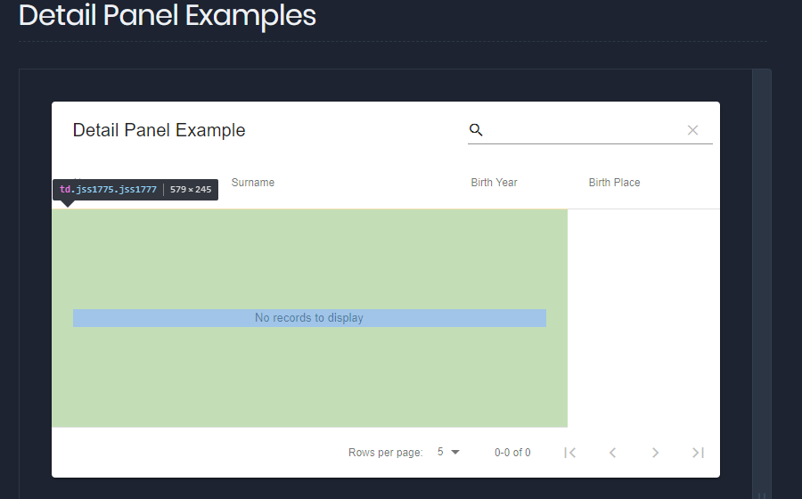 Footer border not rendered correctly when table with DetailPanel is ...