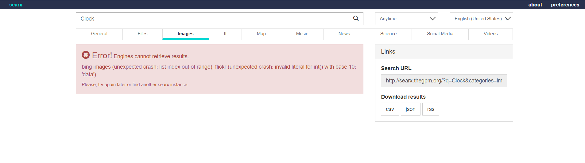 searX is currently showing crash for simple image searches · searx searx · Discussion #3480 · GitHub