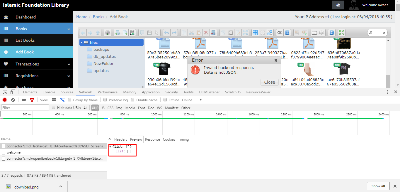 elFinder file upload with Codeigniter. Invalid Backend Response. Data is not JSON · Issue #2460 ...