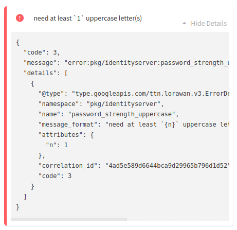 Make password rules configurable · Issue #1067 · TheThingsNetwork/lorawan-stack · GitHub