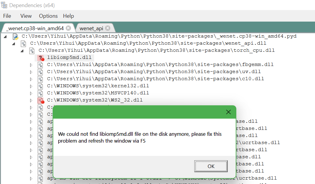 Dll Load Failed While Importing Wenet 找不到指定的模块。 · Issue 1180 · Wenet E2ewenet · Github