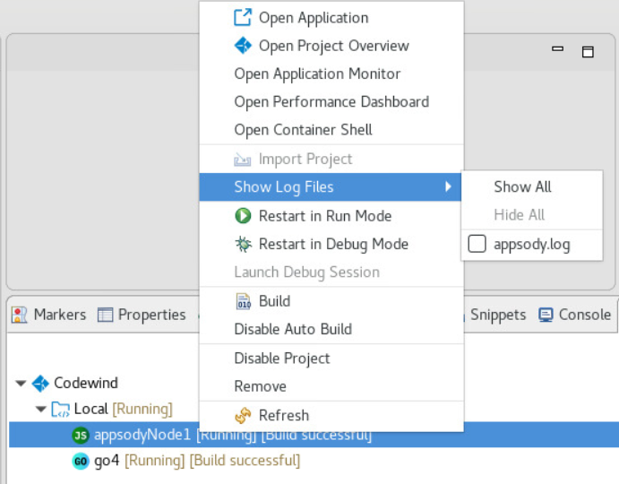 Svt Appsody Projects No Longer Have The Option Show Log Files In Eclipse · Issue 951