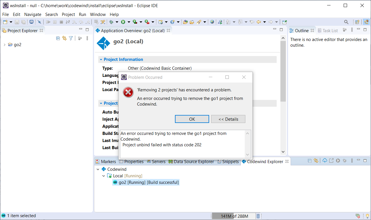 cwctl error when removing project: Project unbind failed with status code Ê · Issue #2193 ...