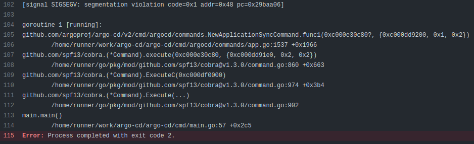 Via argo cli often get nil pointer dereference · Issue #11216 · argoproj/argo-cd · GitHub