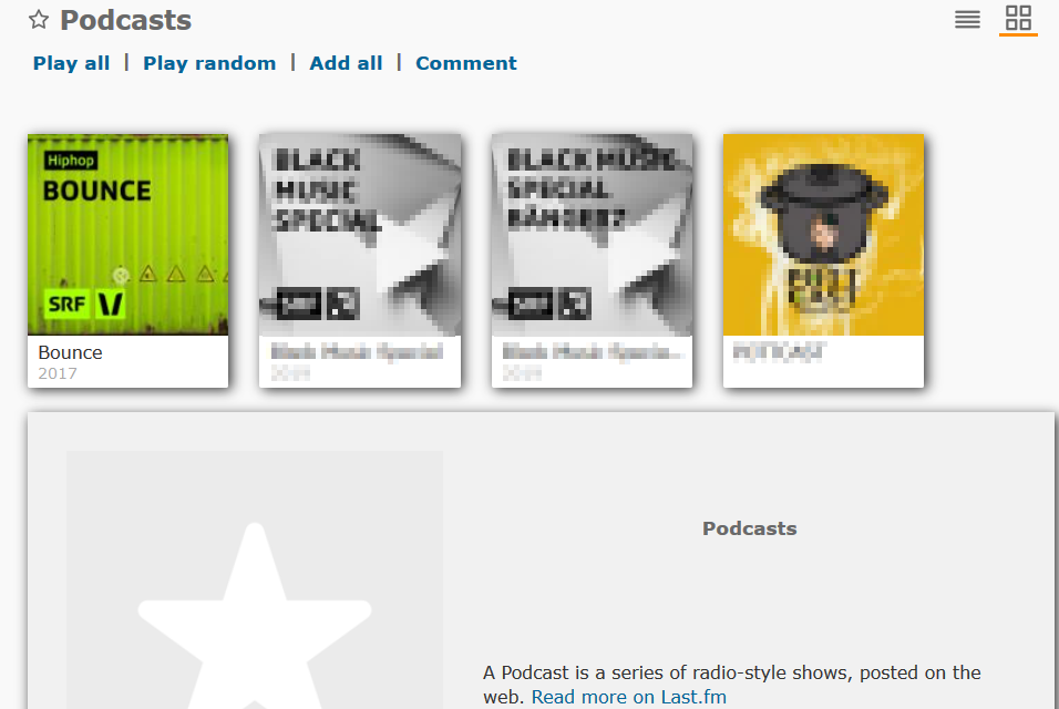 Podcasts: Wrong view when clicking on song in "Now playing" frame ...