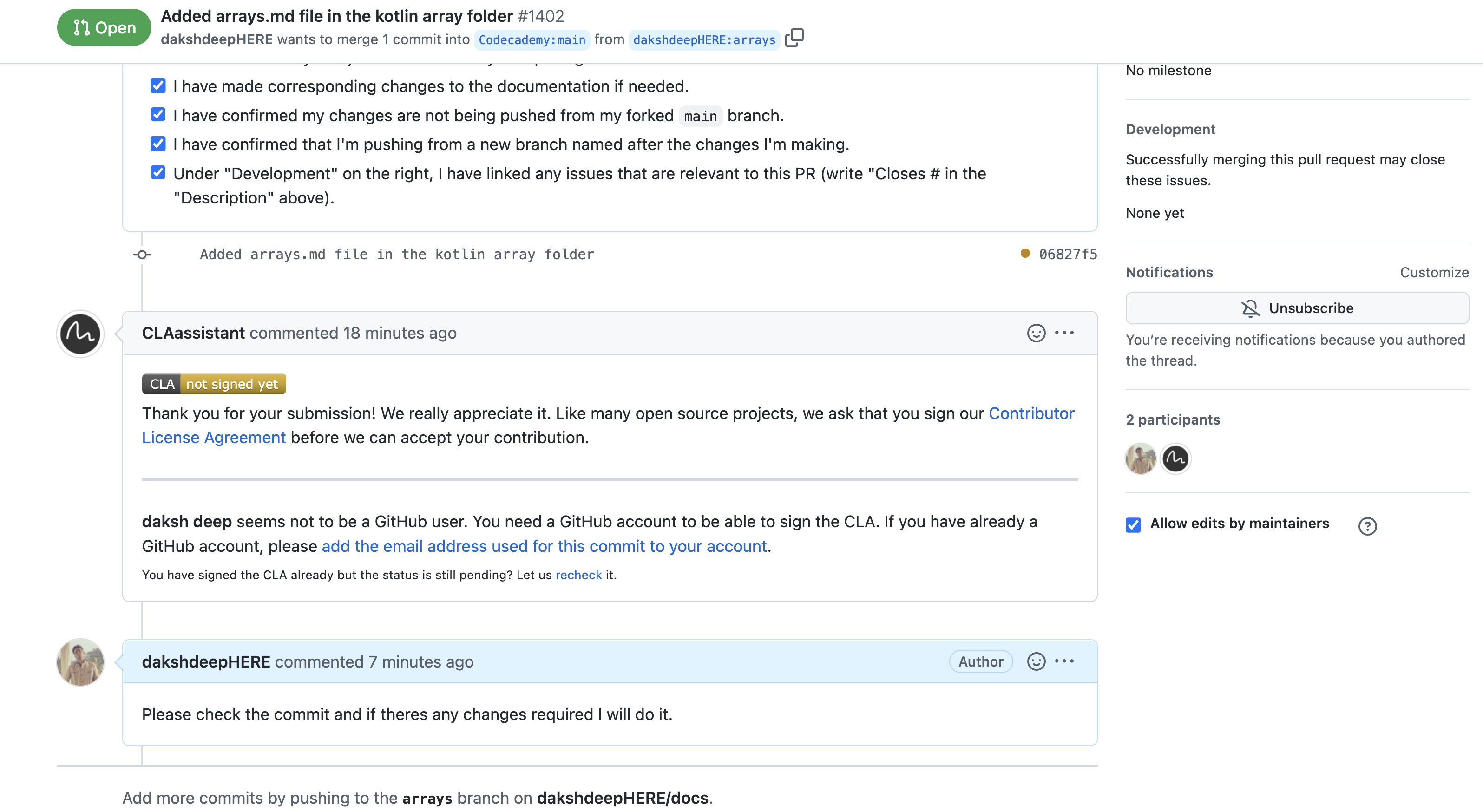 CLA assistant · community · Discussion #42766 · GitHub