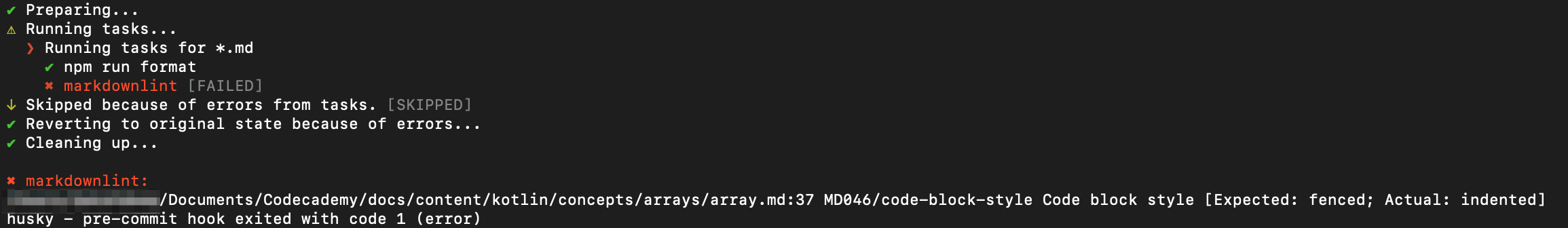 [Entry] Subject: Lint error · Issue #1409 · Codecademy/docs · GitHub