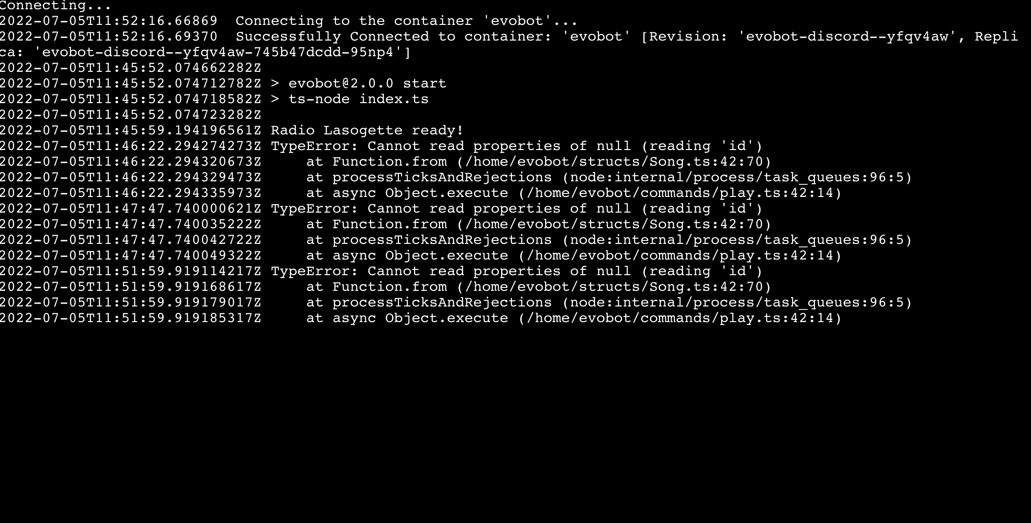 playing soundcloud url throws an exception using the docker image · Issue #1196 · eritislami ...