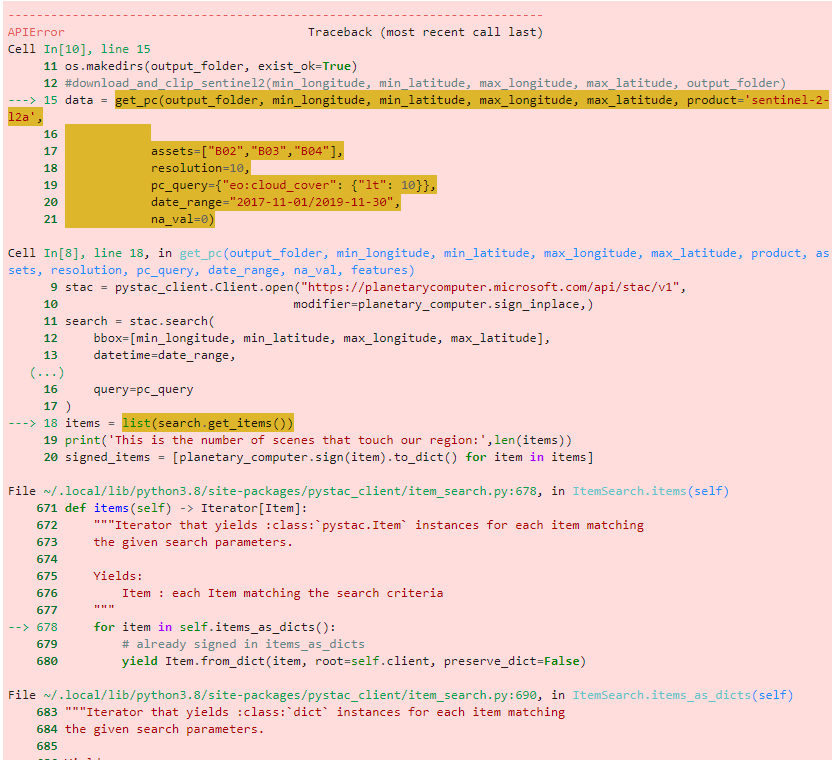 API error when trying to download various datasets from planetary computer APIs · Issue #176 ...