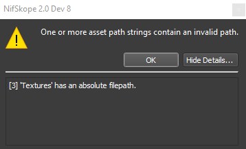 One or more asset path strings contain an invalid path · Issue #213 · niftools/nifskope · GitHub