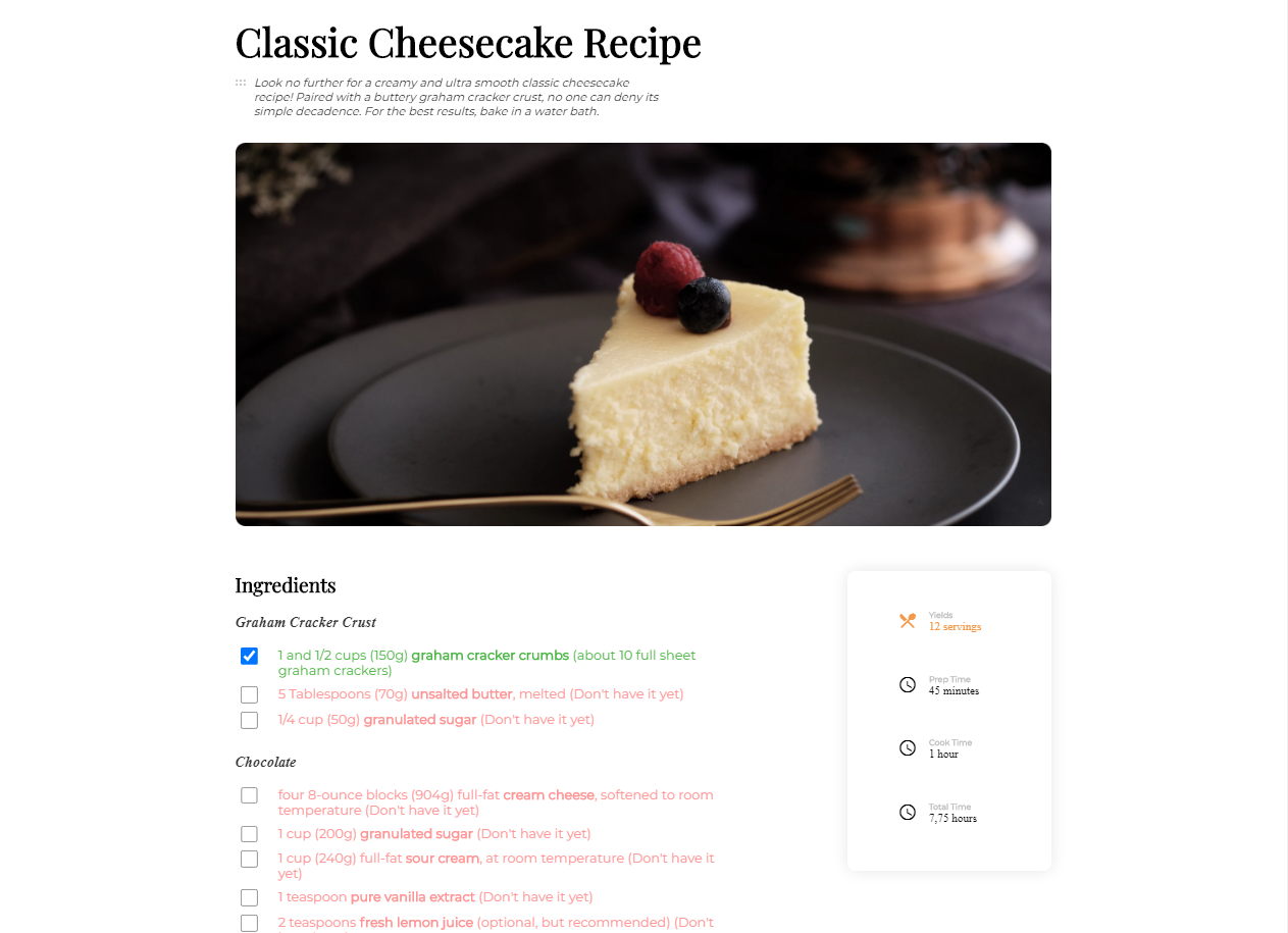 Github Mirkeishon Classic Cheesecake Recipe A Classic Cheesecake