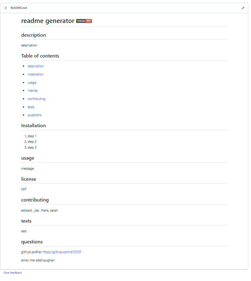 GitHub - E73707/README-Generator