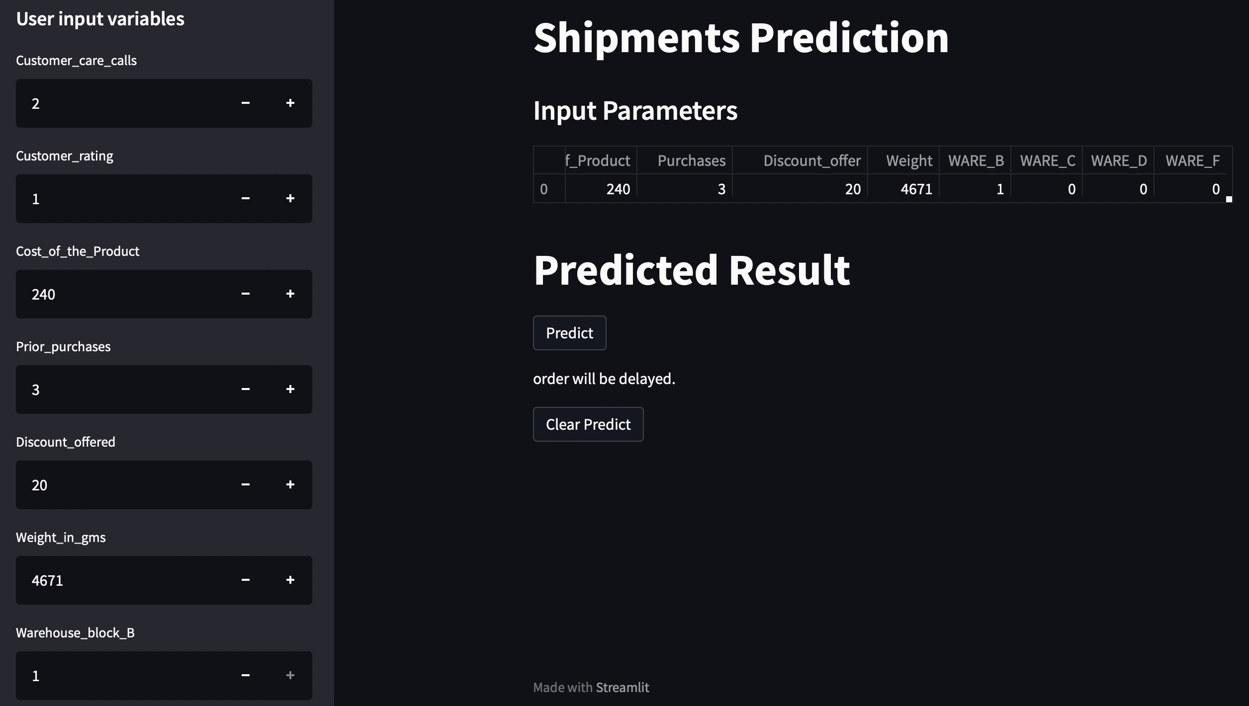 GitHub - ombhagwat24/Shipment_Prediction