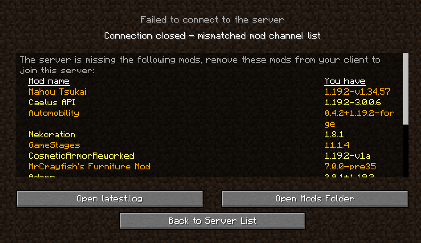 Ftb Presents Abepack Server Version 140 Doesnt Match Client From