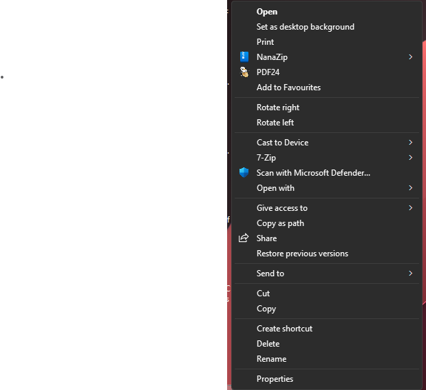 [BUG] No Option to "print" the photo, when using right-click on an ...