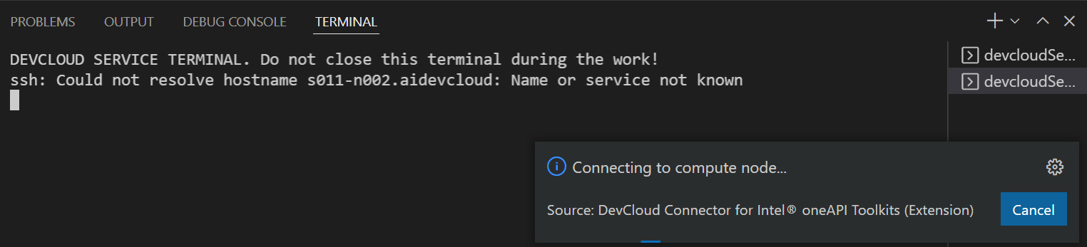 Setup connection: cannot resolve hostname · Issue #3 · intel/vscode-oneapi-devcloud-connector ...
