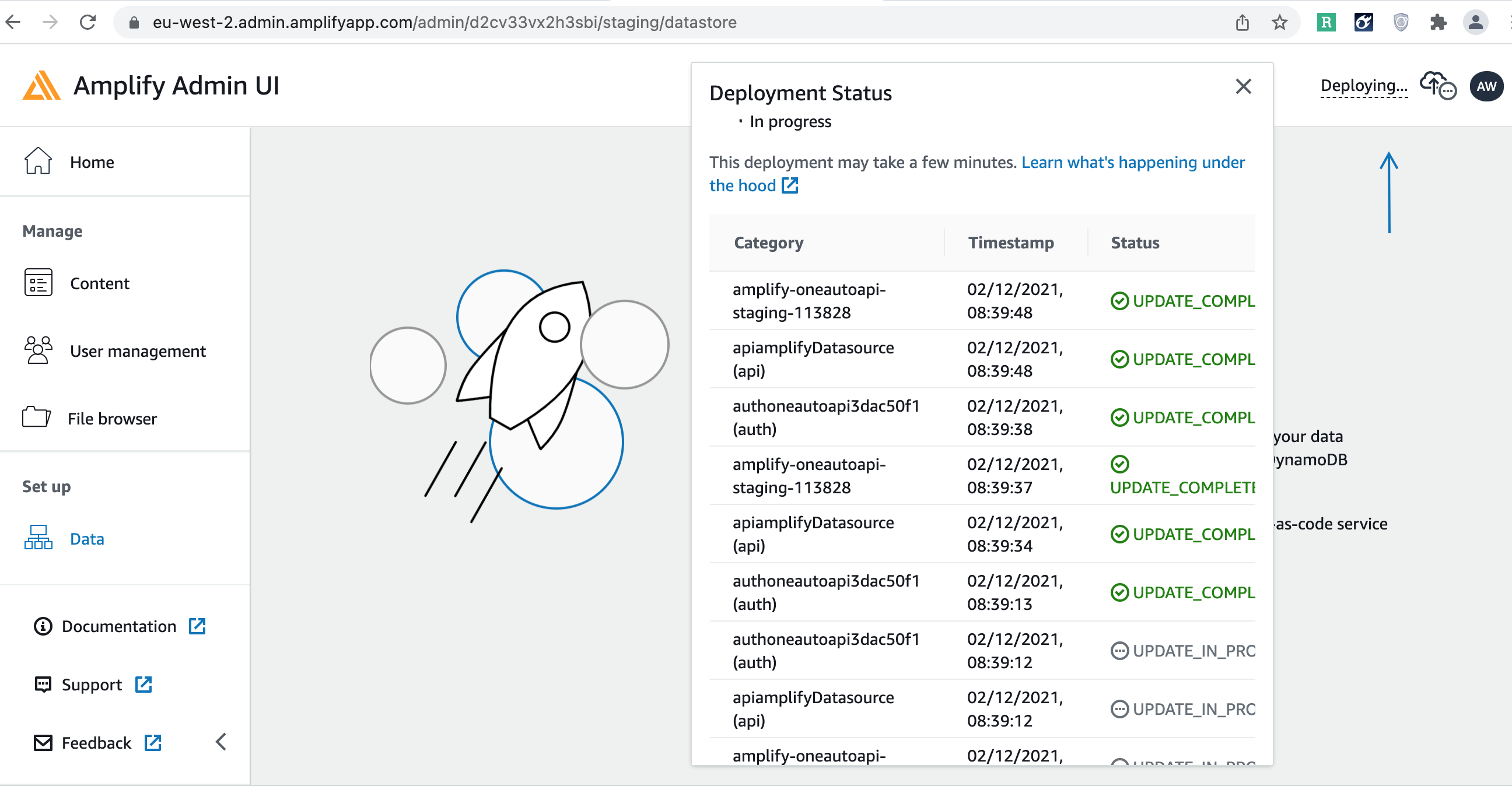 Amplify Admin UI - Stuck at "Your new data model is being deployed." 36 hours+ · Issue #382 ...