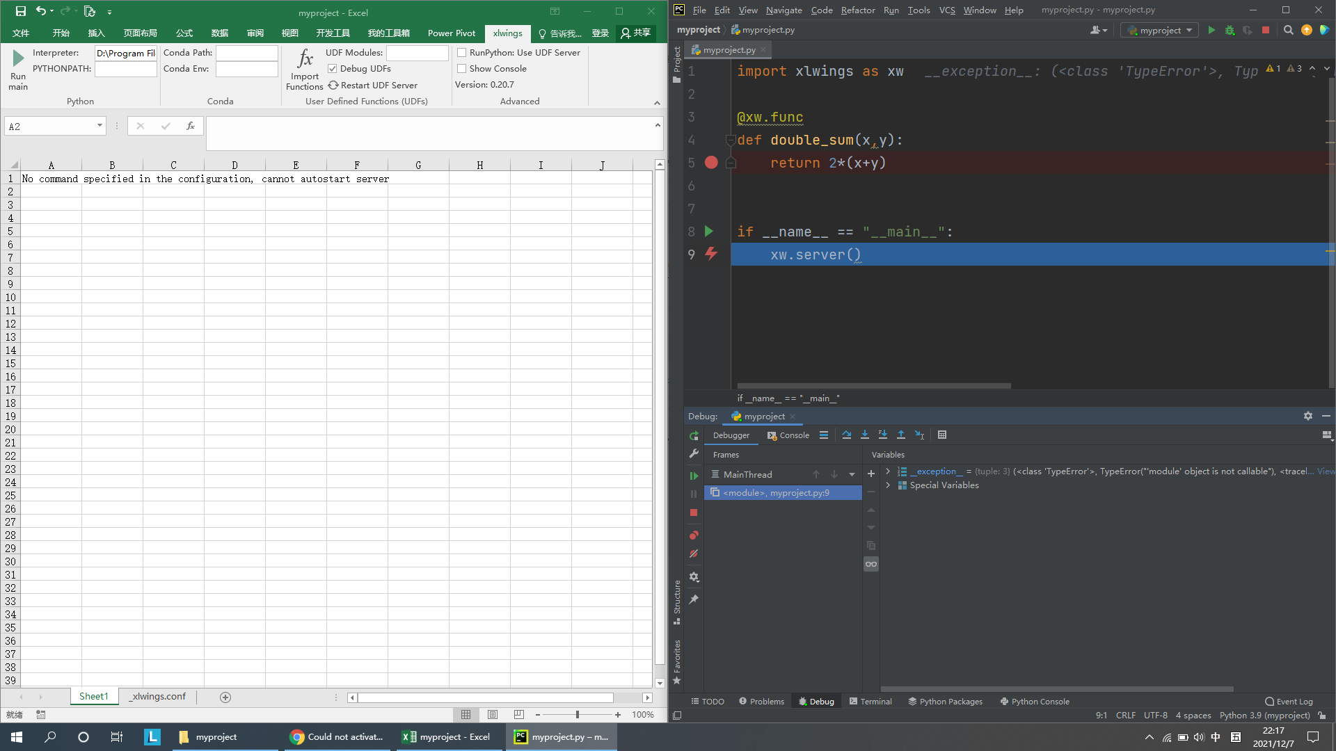Could not activate Python COM server, hr = -2147221164 1000 · Issue #1774 · xlwings/xlwings · GitHub